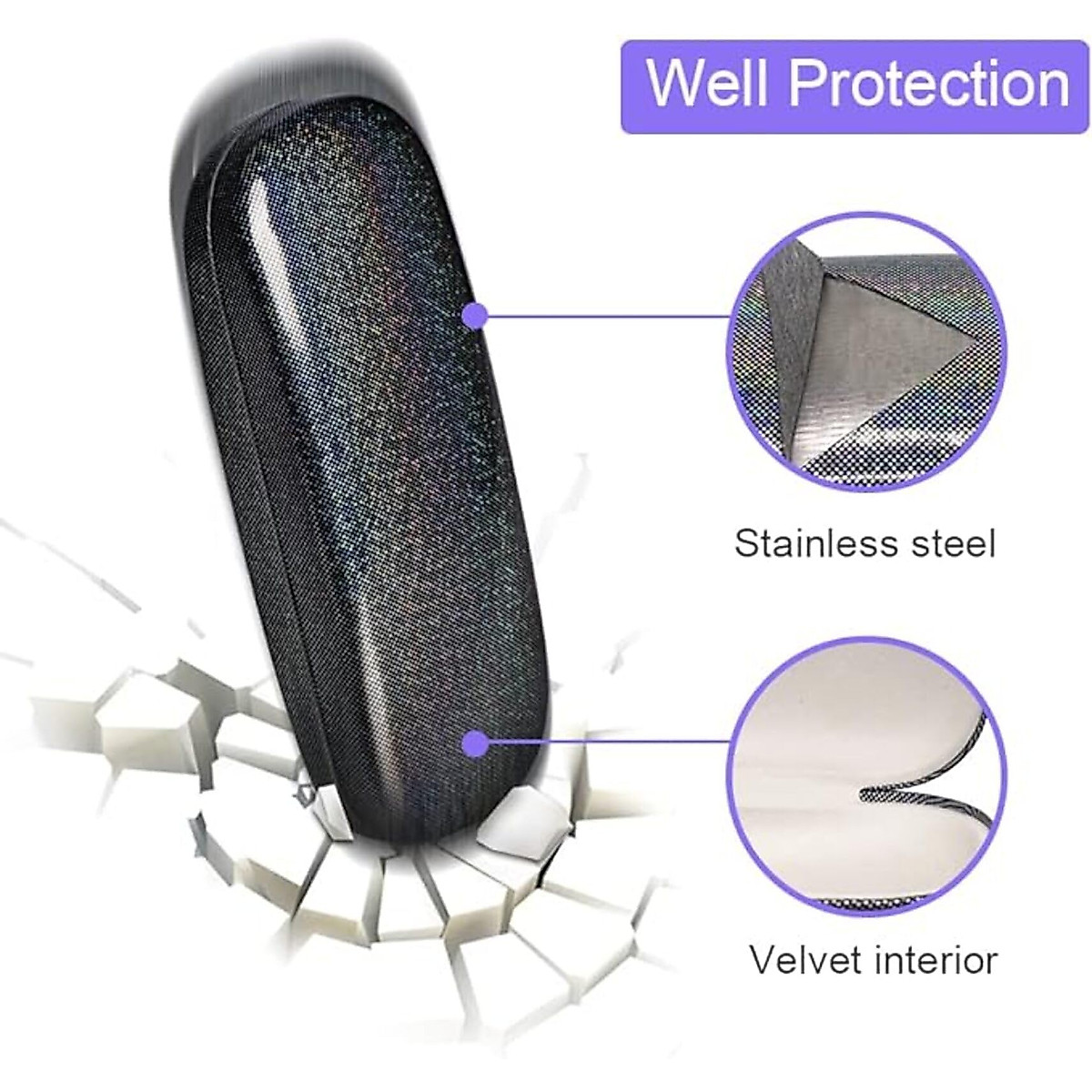 ZONLY Eyeglasses Case,(4 Piece) Unisex Hard Shell Eyeglasses Cases Protective Case For Glasse (Glitter)