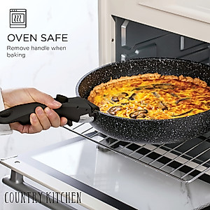 Country Kitchen 13 Piece Pots and Pans Set - Safe Nonstick Kitchen Cookware with Removable Handle, RV Cookware Set, Oven Safe (Black)