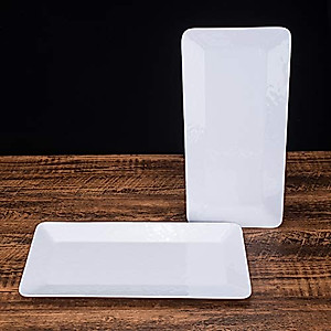 Set of 2 17 inch Melamine Serving Tray/Large Rectangular Serving Platters for Holiday Home Party,Break-Resistant and Lightweight,Hammered Finish(White Color)