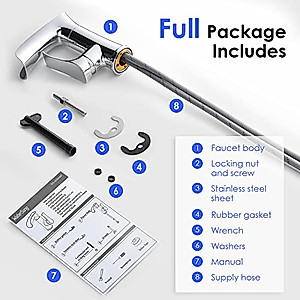 Bathroom Faucet, WaterSong Waterfall Bathroom Sink Faucet, 360° Rotatable Head, Single Handle Bathroom Faucet Cold/Hot, Faucets for 1 Hole Sink, Bath RV Vanity Sink Faucet, 100% Lead-Free