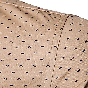 MUSE FATH Men’s Printed Dress Shirt-Cotton Casual Long Sleeve Shirt- Button Down Point Collar Shirt-Green-XL