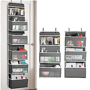 Tuffen Over Door Organizer, 6 Shelf Bathroom Organizer, 1 Split into 2 Hanging Closet Organizer for A Room, Kitchen, Bedroom, and Toy, Shoe, Stuffed Animal, Velcro Fixed Without Deformation, Grey