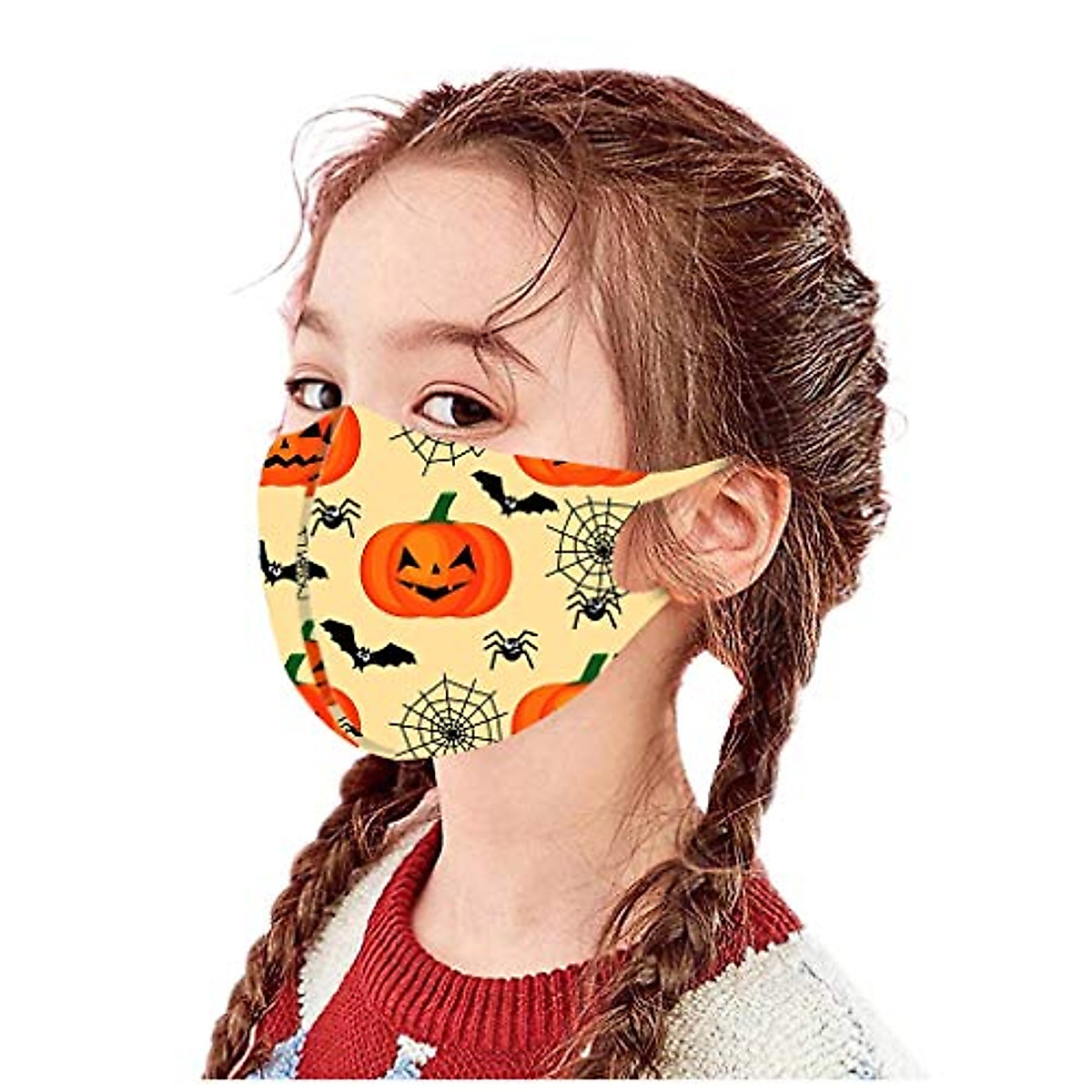 5Pcs Cute Halloween Facemasks For Kids Children Mercerized Cotton Cartoon Breathable Washable Reusable Face_Mask