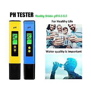 pH Meter for Water Digital pH Meter-High Accuracy Pocket Size PH Tester Pen 0.01 with 0-14 pH Tester for Household Drinking Water Hydroponics Swimming Pool Aquarium Spa(Yellow)