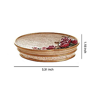 Glarcy Bathroom Accessories Set - Soap Dispenser, Tumbler/Toothbrush Holder, and Vanity Tray - Luxury Hand Painted Decor