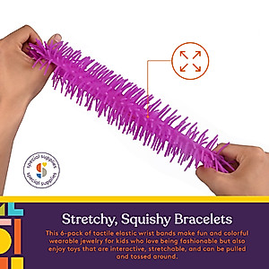 Special Supplies Squishy Fuzzy Band Bracelets for Kids, 6 Pack, Flexible and Stretchy Wearable Sensory Toys, Tactile Silicone Squiggly Touch, Bright and Colorful Wristbands