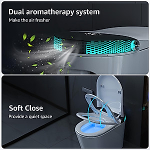 Smart Toilet with Build-in Bidet Seat, Tankless Toilet with Auto-Opening and Closing Lid, Auto Flushing, Heated Seat, Warm Water Bidet, Air Dryer, LED Display, and Remote Control