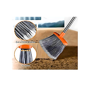 Self-Cleaning Broom and Dustpan Set, Stand Up, Indoor & Outdoor, Gray & Orange (Orange and Gray)