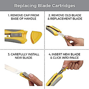 ECR4Kids Cutting Edge Ultra-Grip Retractable Utility Knife - Heavy Duty Box Cutter, Yellow