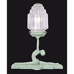 B&P Lamp® 3 1/4 Inch Fitter Art Deco Style Glass Lamp Shade with Skyscraper Frosted Design for Table Lamps