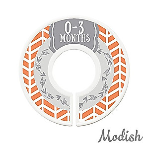 Modish Labels Baby Clothes Size Dividers, Baby Closet Organizers, Size Dividers, Baby Closet Organizers, Closet Dividers, Clothes Organizer, Boy, Woodland, Arrows, Tribal, Orange, Grey, Gray (Baby)