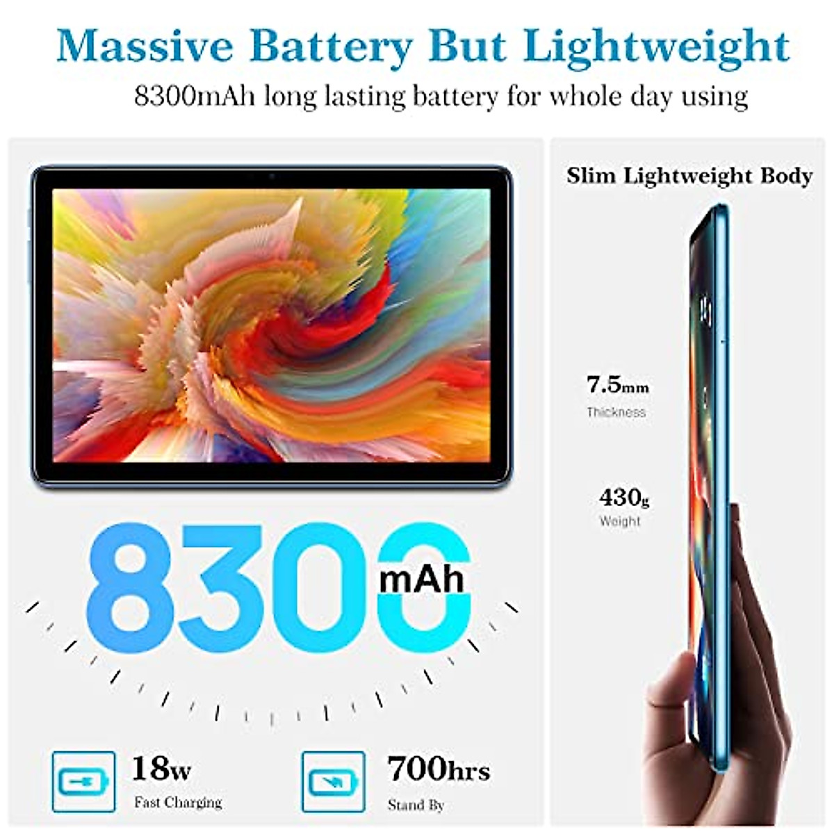 DOOGEE T10 Android Tablet 2023, 10.1" FHD+ Android 12 Tablet, 15GB+128GB Octa-Core Gaming Tablet, 8300mAh Battery 2.4G/5G WiFi Tablet, TÜV Low Bluelight Tablet Android, Bluetooth, GPS, Split Screen