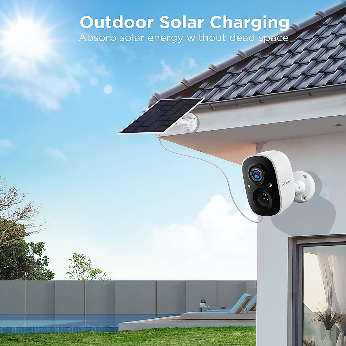 G-Homa (Upgrade Security Camera Wireless Outdoor, 2K 3MP Solar Powered 360° PTZ Cameras for Home Security with Color Night Vision, Ai Detection, Siren/Spotlight, 2-Way Audio, 4dbi Antenna