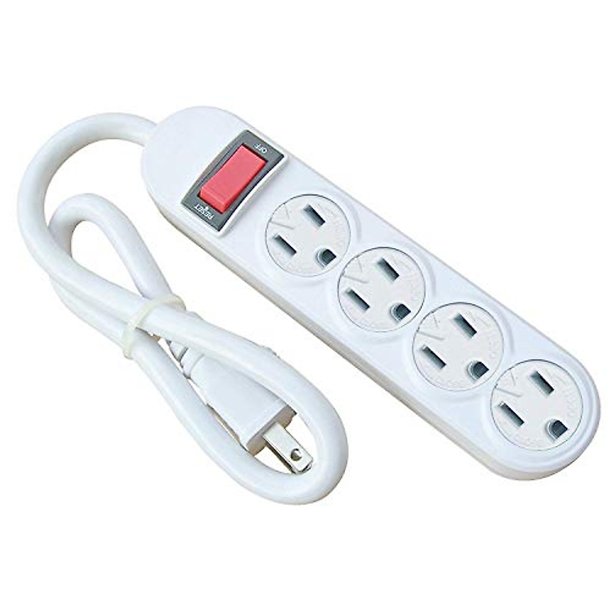 Woods 41299 Power Strip With Overload Safety Feature, 4 Outlets, 1.5 Foot, White