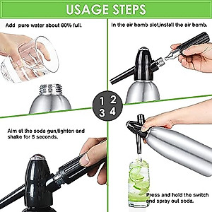 Soda Siphon 1L Sparkling Water Maker,Aluminum Portable Seltzer Water Maker Carbonated Water Machine,Siphon Bottle Kit for Home Bar Juice,Tea and Cocktail Drinks Uses 8g C02 cartridges (Not Included)