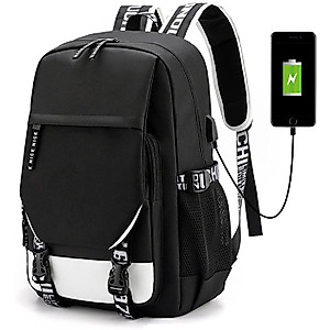 jupkem Jupkem Anime hanma baki Backpack Bag USB with Charging Port Student School Bag Laptop Cosplay for Boys Girls (black)