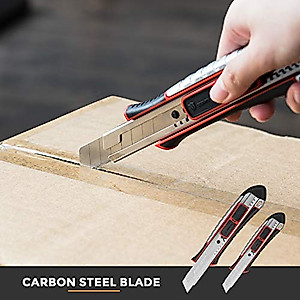 ORIENTOOLS Utility Knife Box Cutters Retractable 2-Pack Set, Snap Knife, Rust-proof Zinc Alloy Body for Heavy Duty Office, Home, Hobby for Cutting Boxes, Carpet, Rope