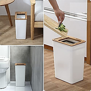 Slim Trash Can Plastic Wastebasket Garbage Container Bin for Bathroom Kitchen Office