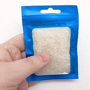 Markeny 200 Pack Mylar Zip Lock Bags Aluminum Foil Bags, Metallic Mylar Foil Flat ZipLock Food Storage Bags Pouch, 6 x 10 cm/ 2.36 x 3.94 inch, 4 Color