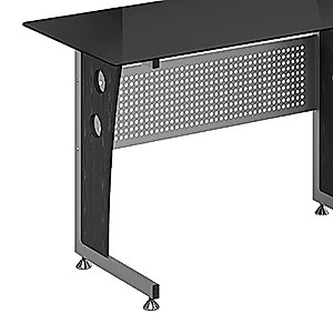 HOMCOM L-Shaped Corner Computer Desk Gaming Table Home Office Workstation Glass Top P2 MDF with Keyboard Tray - Black