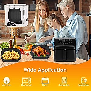 Silicone Air Fryer Liners, 8'' Square 4 to 7 QT Reusable Heat Resistant Food Grade Airfryer Silicone Liners Inserts Baskets Bowl Accessories for COSORI Instant Vortex CHEFMAN Air Fryer Oven Microwave