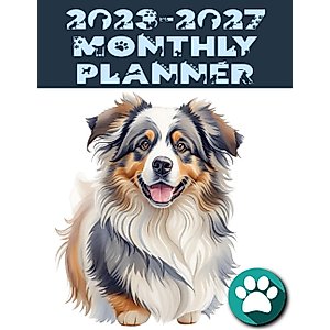2023-2027 Monthly Calendar: Australian Shepherd Lovers | Large 8.5x11 inches | 5 Years Monthly Planner/Calendar January 2023 to December 2027, With ... & Passwords Pages, Perfect for Work and Home