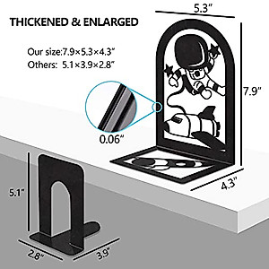 Book Ends, Bookends for Shelves, Book Holders for Office Kitchen Home Decorative,Bookends for Heavy Books,Metal Planet Bookends Black,Non Skid Book Stoppers