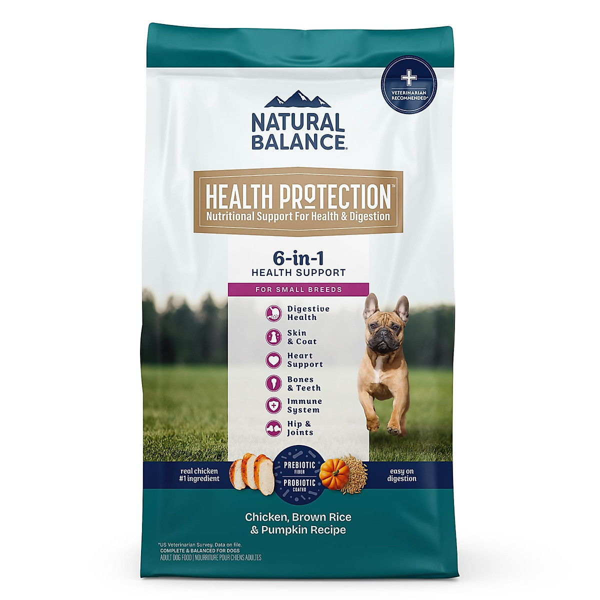 Natural Balance Health Protection Small Breed Dry Dog Food – Whole Body Health, Easy on Digestion Dog Food Made with Chicken, Brown Rice & Pumpkin for Dogs - 4lbs.