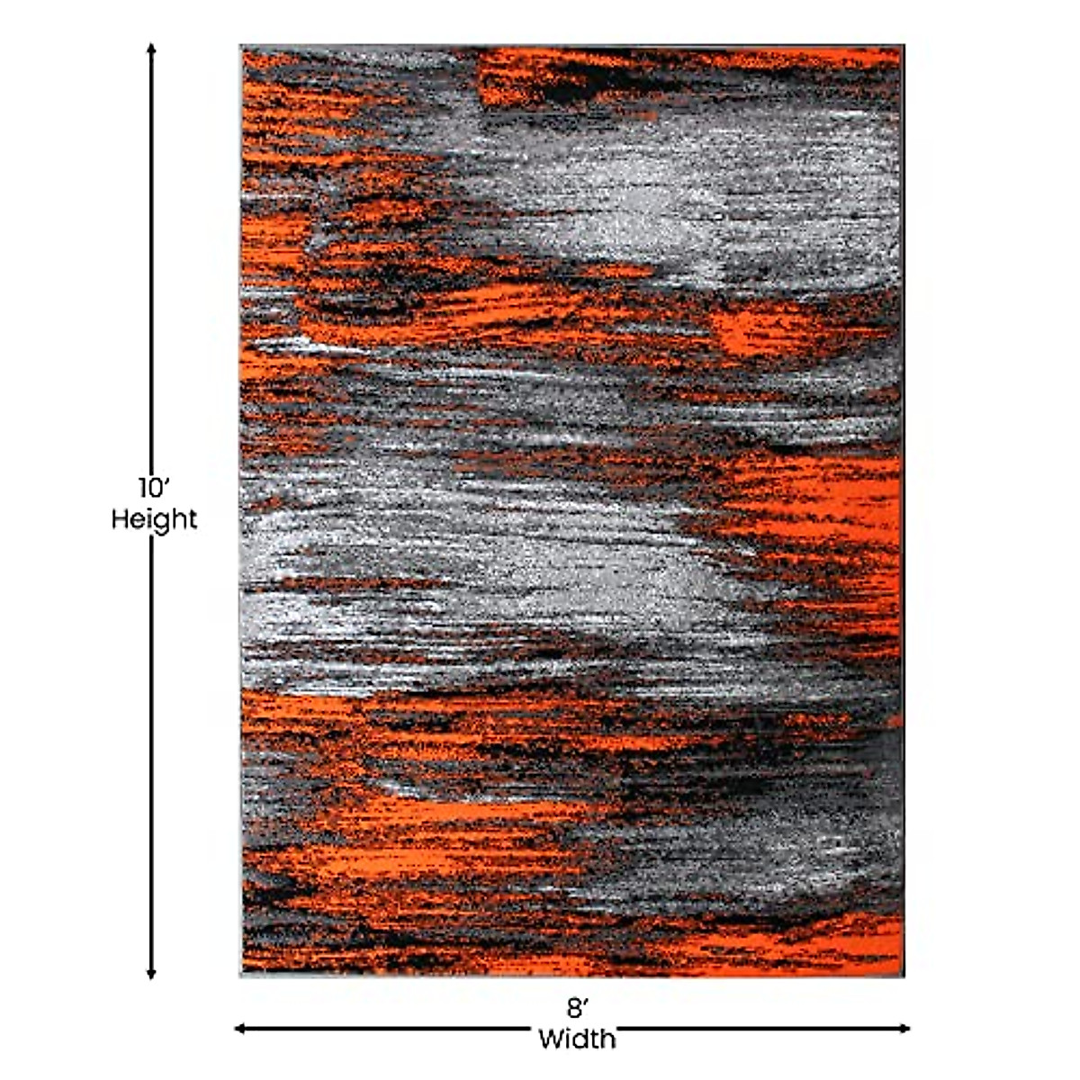 Flash Furniture Rylan Collection Abstract Area Rug - Scraped Design Orange Olefin Rug - 8' x 10' Area Rug - Jute Backing - Living Room, Bedroom, & Family Room