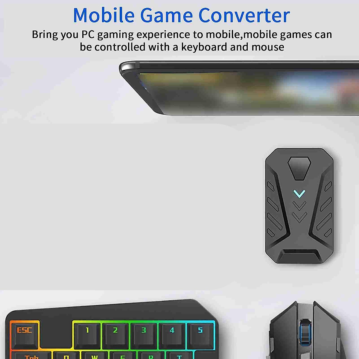 Gaming Keyboard Mouse Converter,USB 2.0 Mobile Gaming Keyboard Mouse Converter Adapter,Bluetooth 4.0,with Adjustable Stand,for Android Systerm(Black)