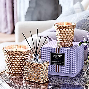 NEST New York Cedar Leaf & Lavender Decorative Rattan Scented 3-Wick Candle, 21 Ounces