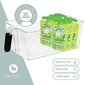 Ice Cube Tray + Ice Scoop For Freezer | Ice Bin & Flexible Scoop | BPA Free, Food Safe Ice Bucket | Clear Plastic Storage Bin, Laundry Detergent Holder, Freezer and Refrigerator Organizer Bin