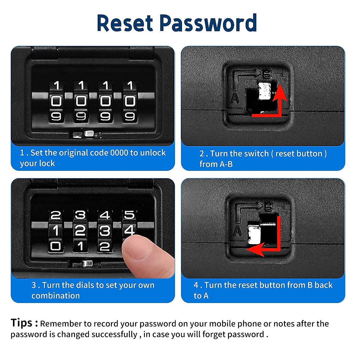 KENRONE Heavy Duty U Lock, 4 Digit Combination Password Bicycle Lock with U-Lock Shackle, Waterproof, No Key, Bike U Lock for Home, School, Travel