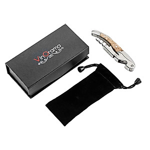 VinOrama Waiters Corkscrew Wine Opener Rosewood Handle 3-in-1 Beer Bottle Opener and Foil Cutter, The Best Choice of Professional Waiters and Bartenders Around the Globe