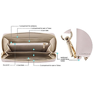 B BRENTANO Vegan Leather Slim Single-Zipper Wallet with Pocket, Wristlet and Tassel Accent (Leopard Brown)