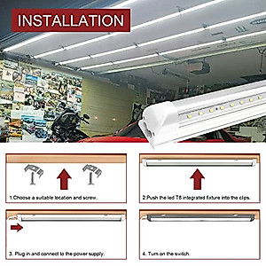 VShape (8 Pack) T8 LED Shop Light 4FT, 40W 5200LM 5000K LED Light Bulbs, 4 Foot LED Bulbs, Linkable LED Shop Lights for Garage, Workshop, Warehouse, Basement, Clear Cover