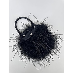 LVCOMEFF Women Ostrich Feather Purse Mini Handbag for Party Furry Casual Daily 2023 Bubblegum Color…