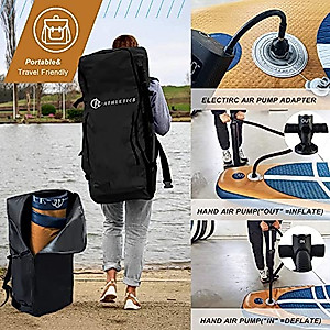 Inflatable Stand Up Paddle Board (6 Inches Thick), ISUP Package W/Premium SUP Accessories & Backpack, Non-Slip Deck,Fins, Adjustable Paddle, Leash, Hand Pump,Standing Boat for Youth & Adult