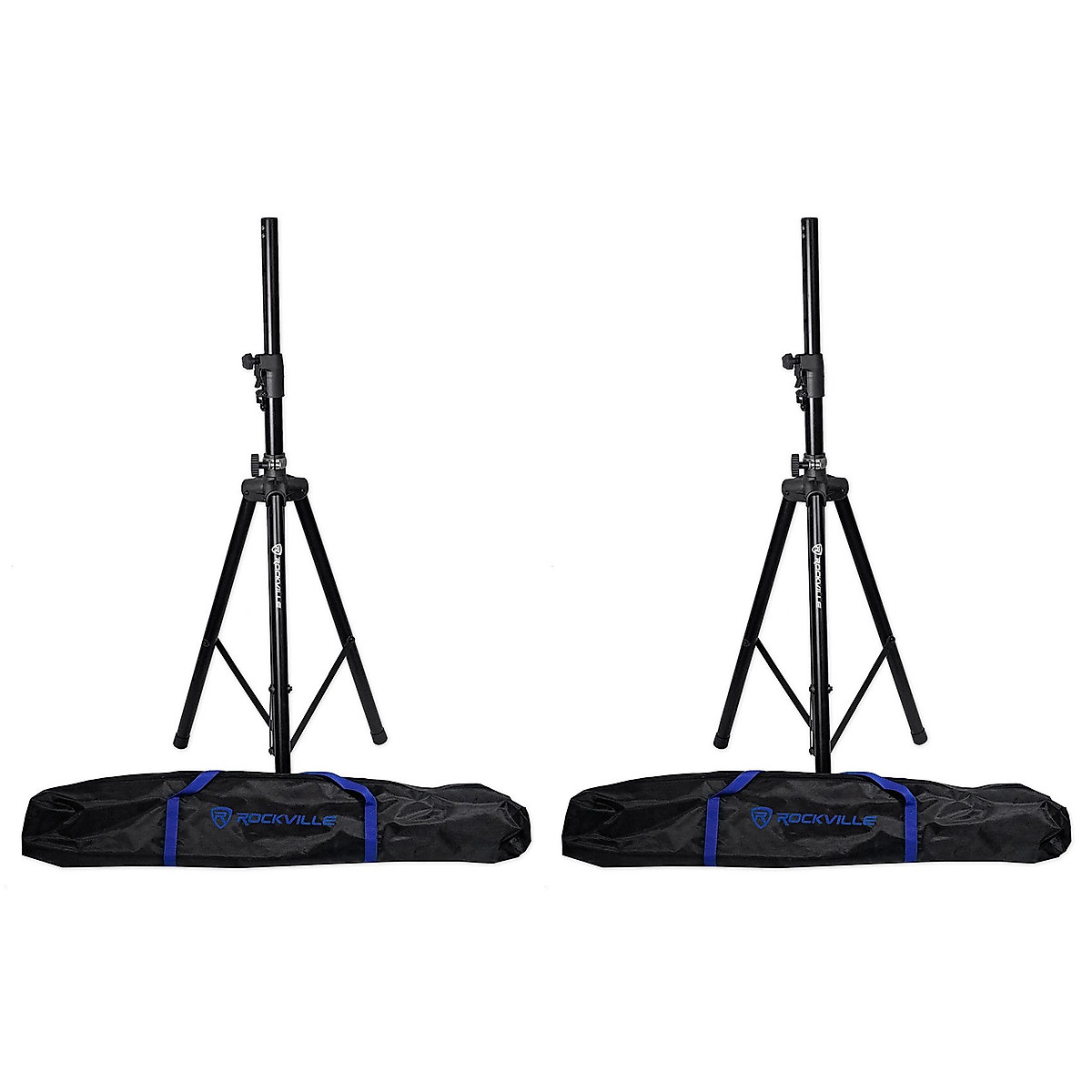2 Rockville DJ PA Tripod Speaker Stands+Bags, Hydraulic Air Auto Lift RVSS4AB