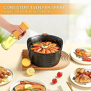 Oil Sprayer for Cooking, 220ml olive oil spray bottle, Oil mister spray for Air Fryer, Baking, Salad Dressings, Grilling (Glass Bottle, 220ml/7.4 oz) (Yellow)