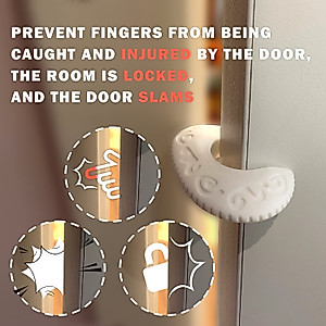 Happlife Finger Pinch Guard (Pack of 6) - Durable Silicone Door Stopper - Prevent Slamming Door Stoppers - Prevent Door Finger Pinch lnjuries - Door Stopper Finger Pinch Guard, White Blue Pink