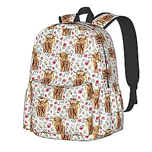 Zisqerts Highland Cow Backpack 16 Inches Lightweight Travel Laptop Backpack