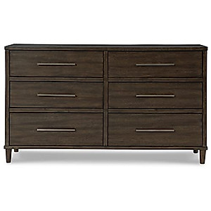 Signature Design by Ashley Wittland Mid-Century Modern 6 Drawer Dresser, Dark Brown