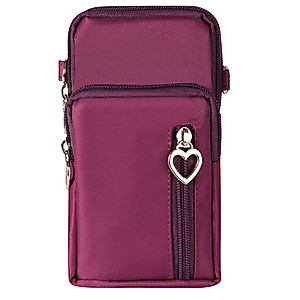 Small Crossbody Bag Case Cell Phone Shoulder Purse Wallet Armband for iPhone 11 13 Galaxy S21 FE S22 S20 S10 Plus A51 Pixel 6 (Purple)
