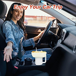 HUIJUTCHEN Snack Bowl for Stanley Cup 40 Oz, Reusable Snack Tray with Lid for Stanley Tumbler with Handle, Silicone Snack Accessories, Snack Storage Containers