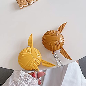 Airpods 3rd Generation Case,3D Silicone Fashion Cool Air pods Cover,Stylish Unique Golden Flying Ball Funny Fun Design Designer for Men Youth Teen Boys Kids(Yellow)