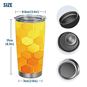 QWEUIOP 20oz Insulated Travel Coffee Mug Cartoon Honey Pattern Stainless Steel Tumbler with Lid Double Wall Vacuum Coffee Cup For Hot and Cold Drinks14157