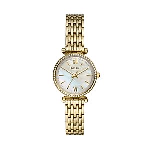Fossil Women's Carlie Mini Quartz Stainless Steel Three-Hand Watch, Color: Gold (Model: ES4735)