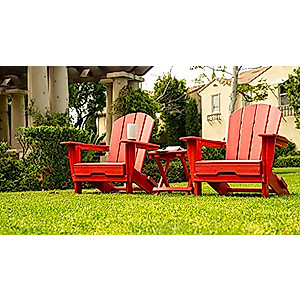 Resin TEAK Folding Adirondack Chair, Premium All Weather Outdoor Patio Furniture, 21 Inch Wide Seat, Up to 350 lbs, Foldable Outdoor Patio Chairs, New Heritage Collection (Red)