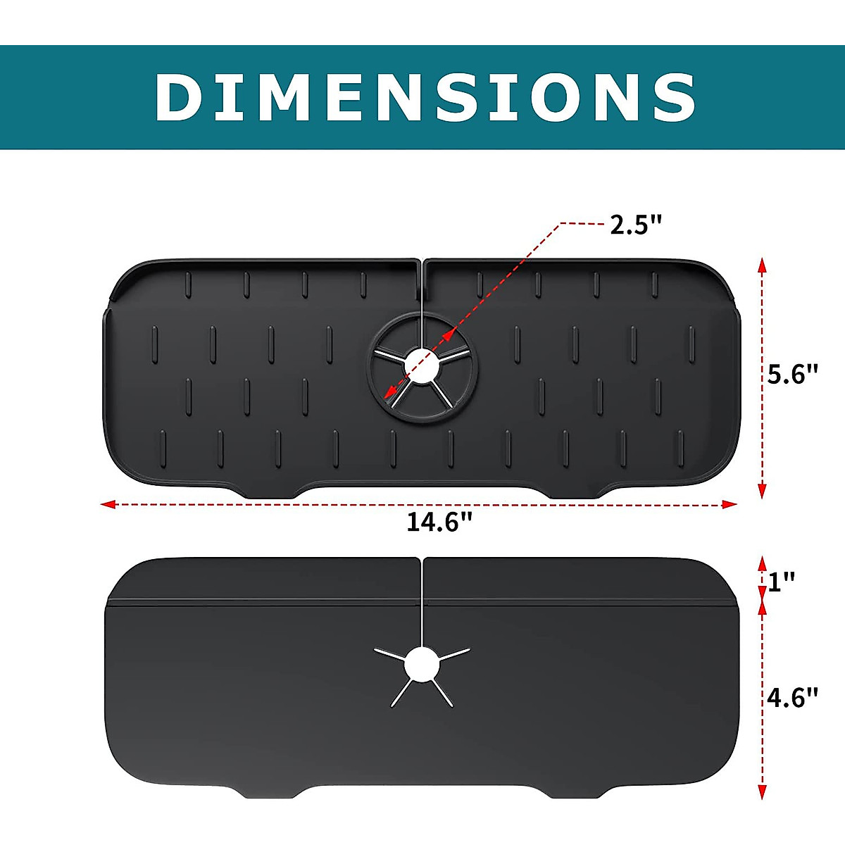 YODITO Faucet Sink Splash Guard - Silicone Mat For Kitchen Sink & Bathroom Sink Mat - Countertop Protector Water Catcher Drip Tray Drain Pad Faucet Splash Guard Counter Drying Mat Draining Pad (White)